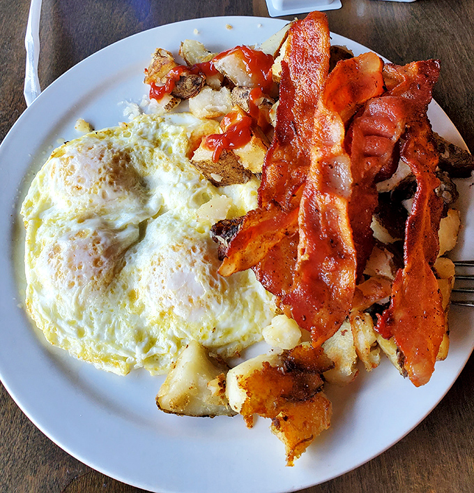 Behold the breakfast that makes early mornings worthwhile - perfectly executed comfort food at its absolute finest.