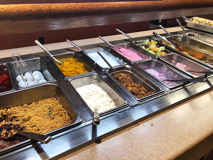 The dessert section of the breakfast buffet—where "I'll just have a small taste" becomes the biggest lie you'll tell yourself all day.