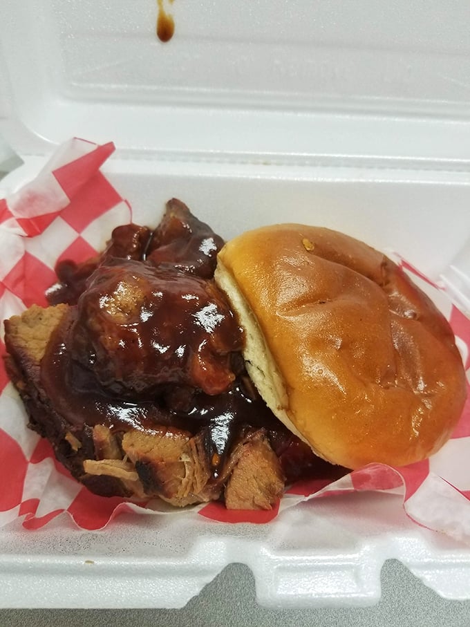 This brisket sandwich could make a Texas pitmaster jealous – tender, smoky, and gloriously messy.