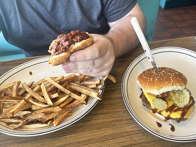 Burger bliss achieved! Those hand-cut fries aren't just a side dish—they're the supporting actors that deserve their own Oscar in this delicious drama.