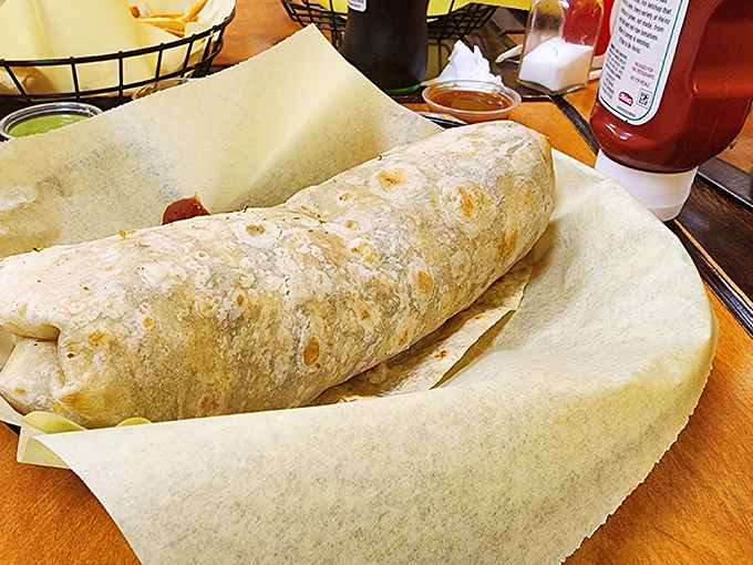 This breakfast burrito could double as a small pillow, but it tastes infinitely better than hotel bedding.