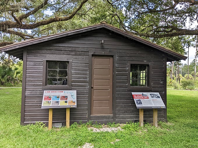 This humble wooden cabin tells stories of the 1930s CCC workers who built it—Florida's history lesson with the comfort of actual walls.