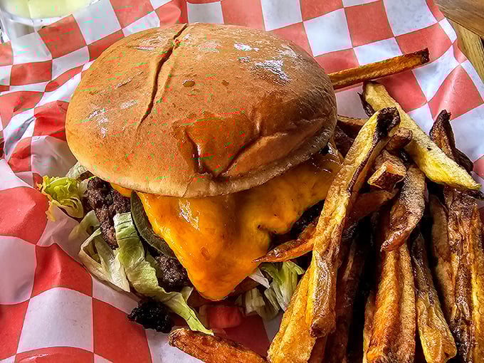 Not just a cheeseburger, but a life-affirming experience. Those hand-cut fries aren't playing supporting actor—they're co-starring in this delicious drama.