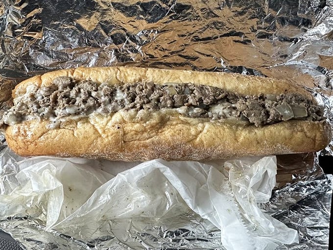 This isn't just a sandwich – it's what happiness looks like wrapped in aluminum foil.