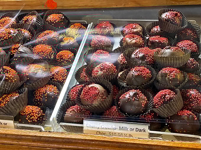 These cherry creams aren't just candies—they're little chocolate-covered jewels with festive sprinkles that practically beg to be photographed before eaten.