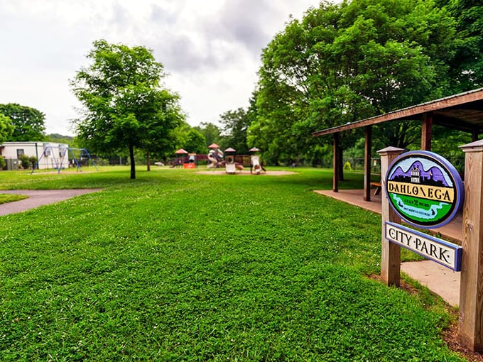 Dahlonega City Park offers a green respite from treasure hunting, where the only gold you'll need to find is the afternoon sunlight filtering through the trees.