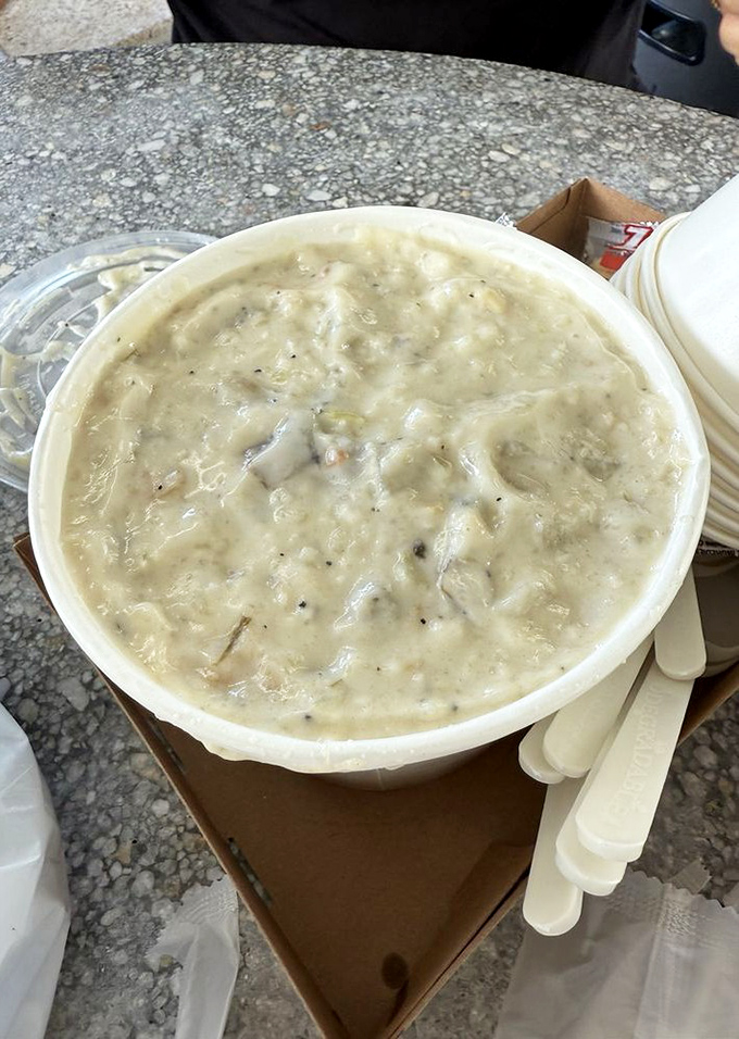 Behold, the holy grail of chowders! Creamy, chunky, and loaded with clams—this isn't just soup, it's a warm hug in a bowl from the Atlantic Ocean.