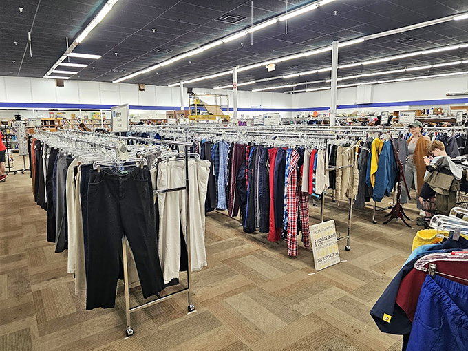 Not just clothes—a textile time machine where fashion from every decade hangs in peaceful coexistence, waiting for its second act.