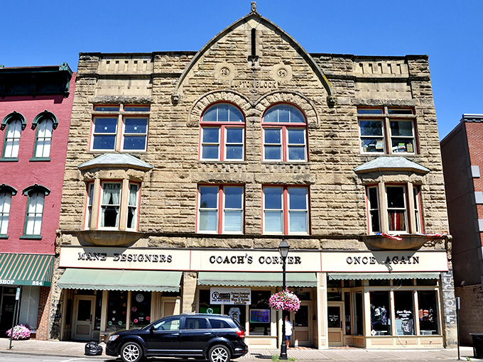 Architectural eye candy in downtown Gallipolis. Those bay windows practically beg you to sit with a coffee and watch the world stroll by.