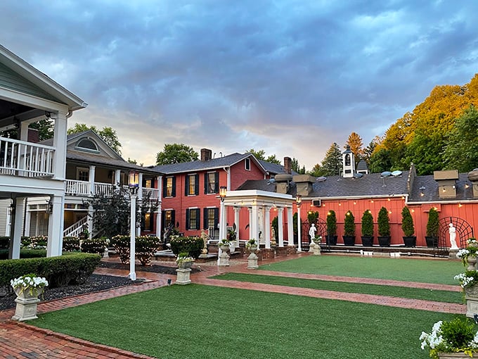 This peaceful courtyard provides the perfect spot for outdoor dining - assuming the ghosts prefer indoor seating.