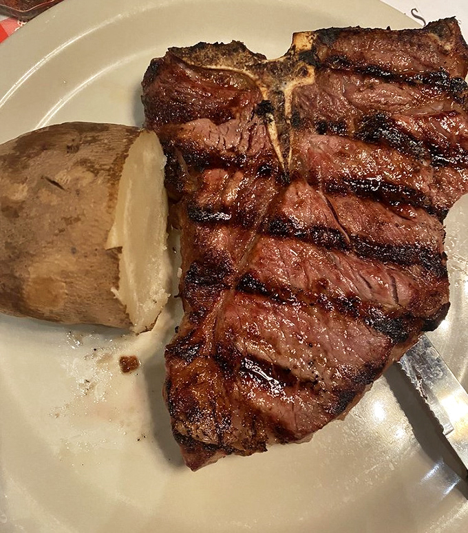 This isn't just a steak—it's a declaration of independence from boring food. Those grill marks tell stories of flame-kissed perfection.