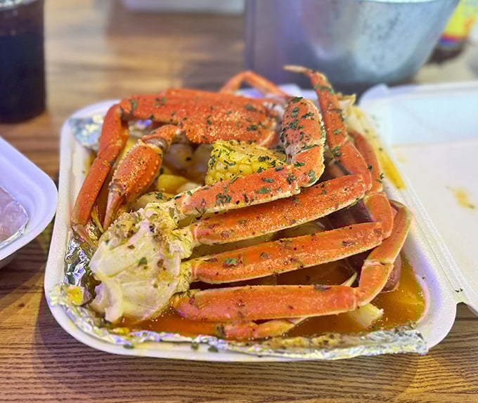 These snow crab legs aren't just food; they're an event. Glistening with seasoned butter and demanding to be the star of your Instagram feed.