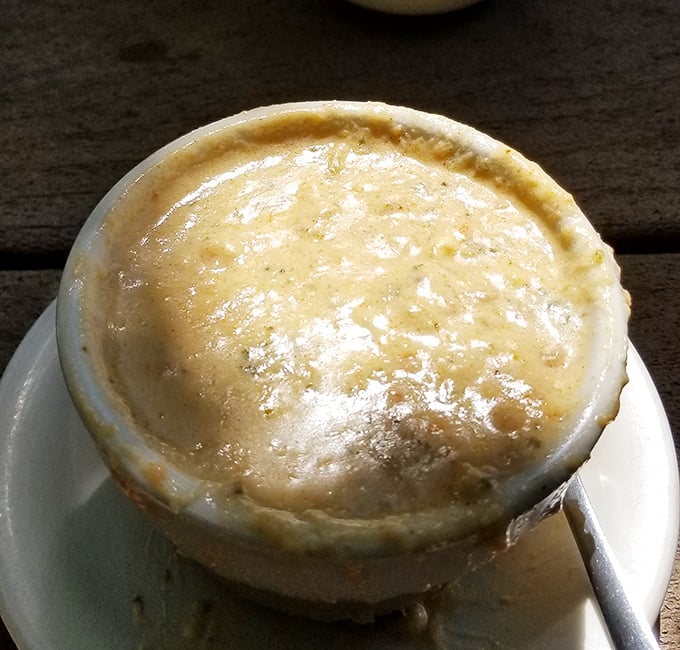 The holy grail of comfort food: creamy crab soup so rich it should come with its own retirement plan and beach house.