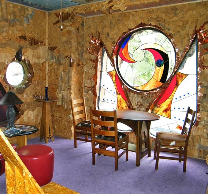 Where dining meets dreaming – those stained glass swirls turn every meal into a kaleidoscope experience.