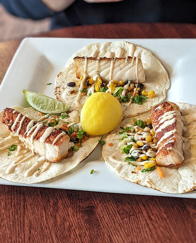 These fish tacos aren't just good "for Ohio" – they're legitimately spectacular, with perfectly seasoned fish, fresh toppings, and a sauce that deserves its own fan club.