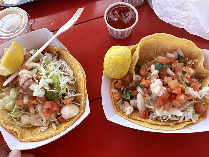 These fish tacos aren't just food; they're edible postcards from paradise. Fresh fish, crisp cabbage, and a squeeze of lemon—simplicity at its finest.