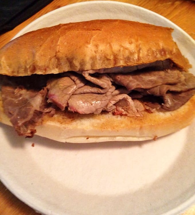 Behold the French dip in all its juicy glory – this is what sandwich dreams are made of.