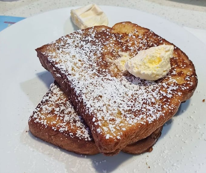 French toast that's achieved the perfect golden-brown exterior while maintaining that custardy interior—the holy grail of breakfast engineering.