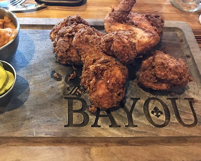 Golden-brown perfection that makes you want to high-five strangers. This fried chicken doesn't just speak Southern—it sings it with a full gospel choir.