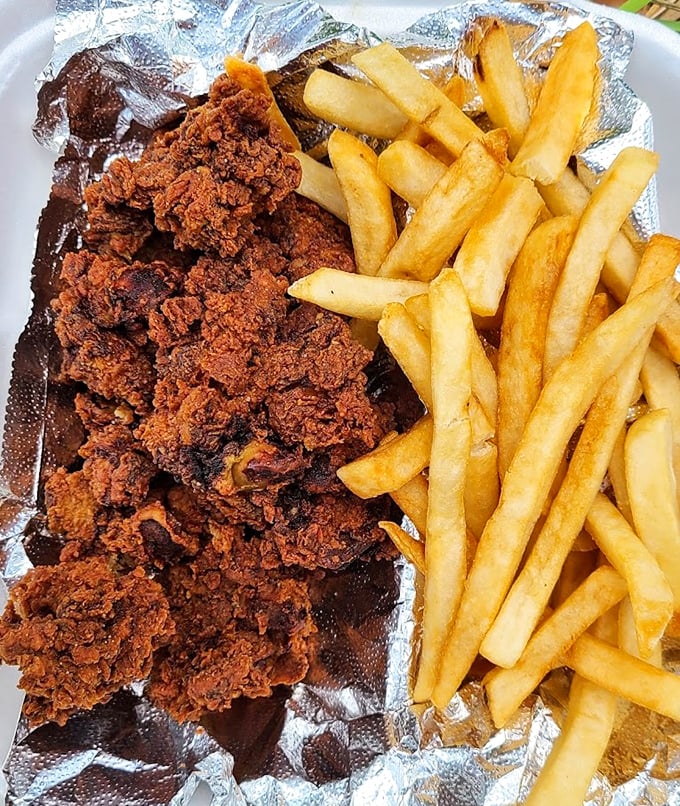 Crispy on the outside, tender within—these chicken livers and golden fries represent the PhD of comfort food cooking.