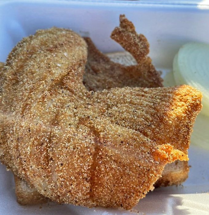 Crispy on the outside, tender within – this fried fish doesn't need fancy plating when it tastes like riverside heaven.