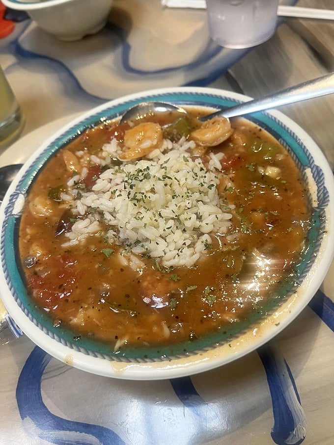 Behold the gumbo that dreams are made of – rich, complex, and absolutely worth the trip.