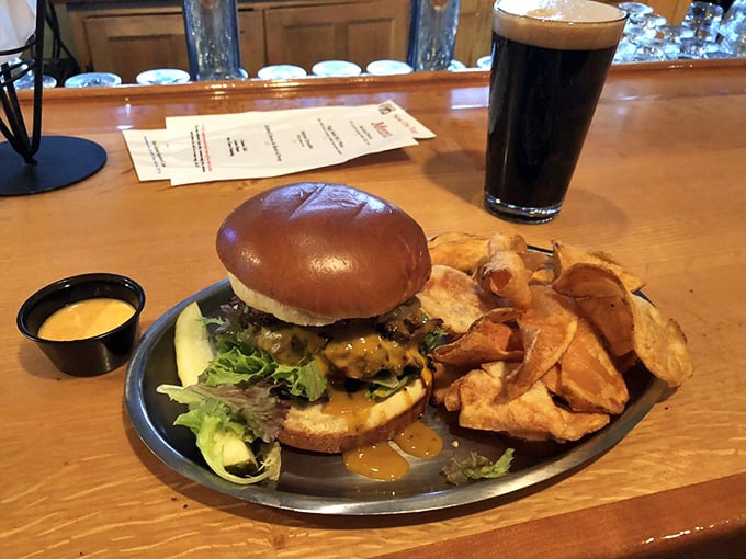 This half-pound burger doesn't just satisfy hunger—it negotiates a peace treaty with it. Those house-made chips aren't mere sidekicks, they're co-stars.