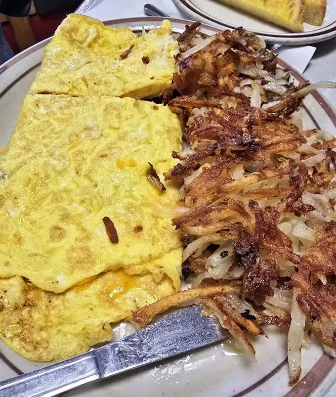 Golden-brown hash brown perfection that makes you question why you ever bothered with those sad frozen potato shreds at home.
