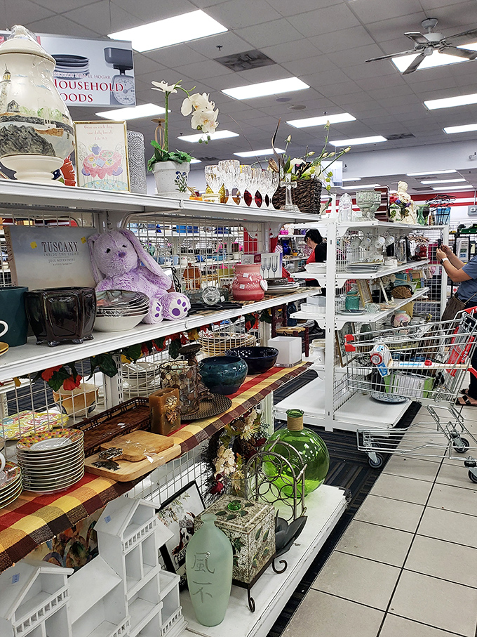 Shelves bursting with knickknacks and home décor that would make Marie Kondo simultaneously faint and feel challenged. Every tchotchke tells a story.