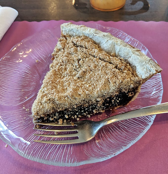 This slice of shoofly pie isn't just dessert—it's Pennsylvania Dutch heritage on a plate. Sweet, sticky, and worth every calorie.