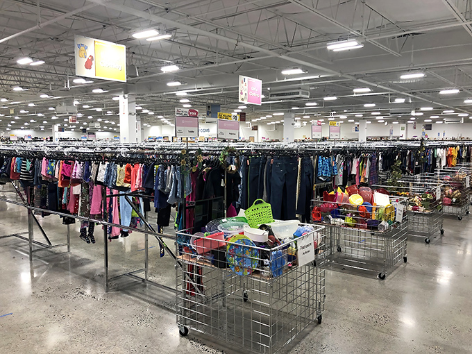 Endless racks stretch before you like a secondhand sea of possibilities and potential outfits.