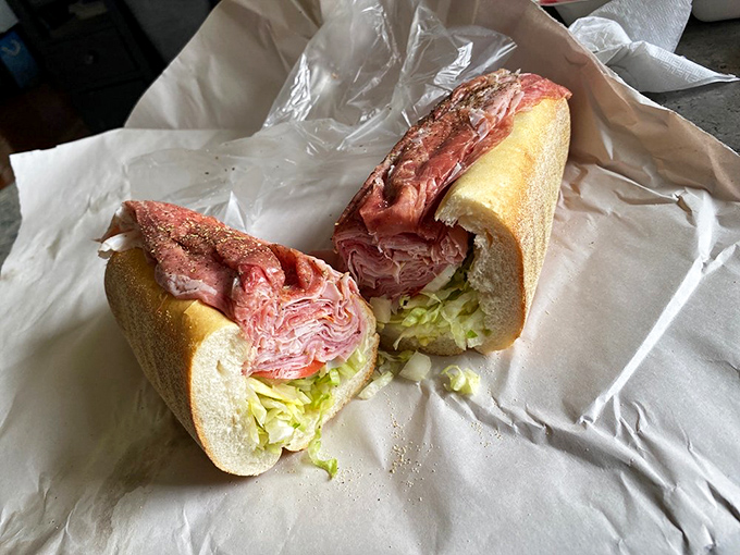 The Italian hoagie in all its glory—where thinly sliced meats, crisp veggies, and that perfect roll create a sandwich symphony worthy of a standing ovation.