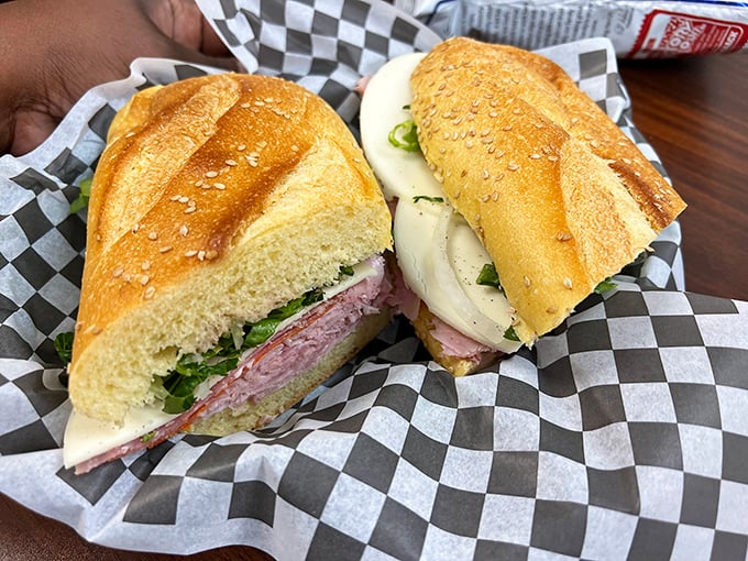 Behold, the architectural marvel that is their Italian sub. Notice how the bread cradles those meats and cheeses like they're precious cargo—because they are.