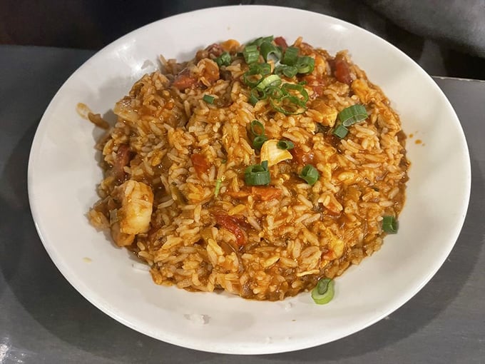 The star of the show: jambalaya that's so perfectly spiced and loaded with goodies, you'll want to write home about it—if your hands weren't busy shoveling it in.