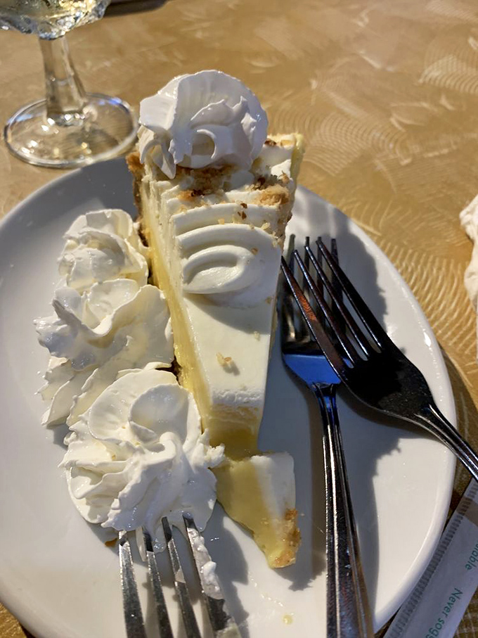 The star attraction: key lime pie that strikes that perfect balance between tart and sweet, with whipped cream dollops that deserve their own fan club.