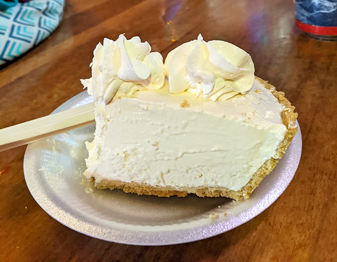 Key lime pie that makes you close your eyes and sigh – creamy, tart perfection on a graham cracker crust with just the right amount of whipped cream.