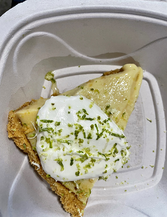 Behold the star of the show – Key lime pie so perfect it makes Florida proud.