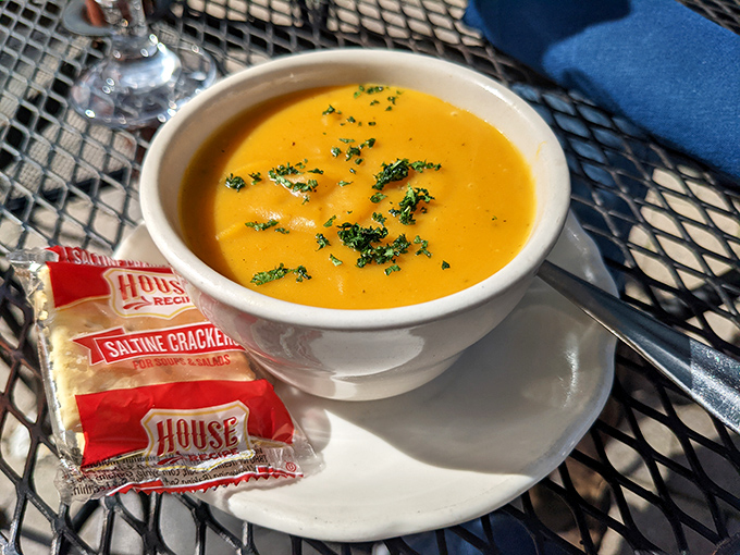 This golden bowl of bisque isn't just soup—it's liquid sunshine that warms you from the inside out, especially welcome on those chilly Pennsylvania evenings.