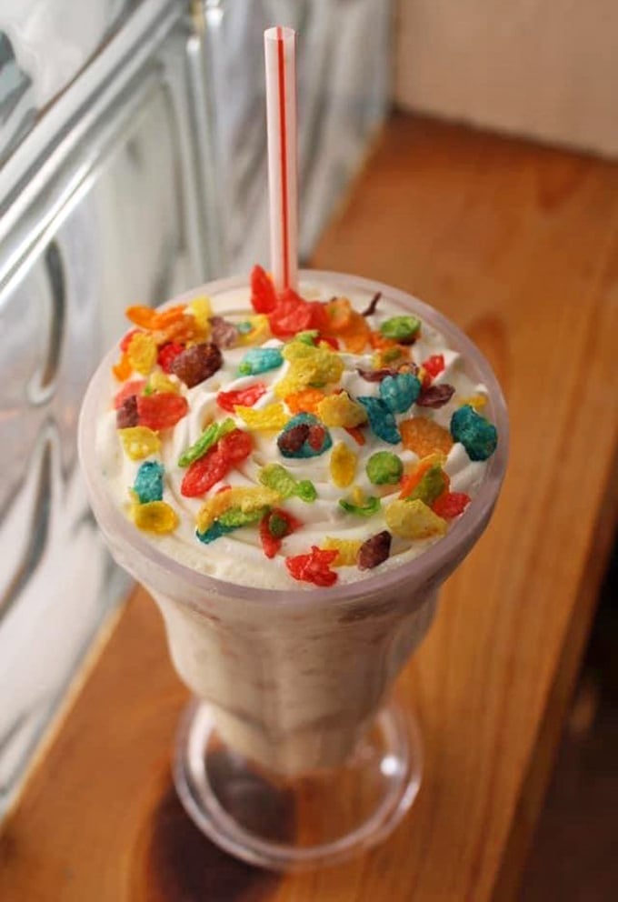 This isn't just a milkshake—it's childhood nostalgia in a glass. Topped with Fruity Pebbles and whipped cream, it's what would happen if your breakfast cereal and dessert had a delicious love child.