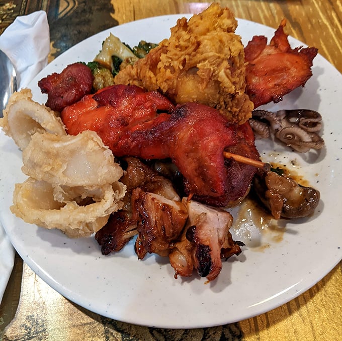 A plate that tells the story of indecision solved – why choose one dish when you can sample the greatest hits?