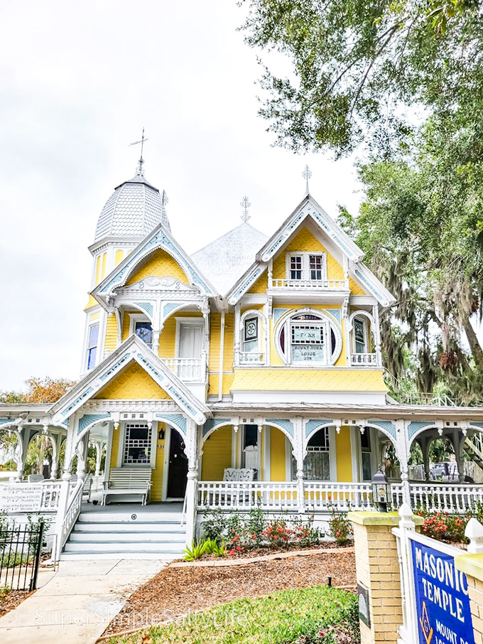 The sunshine-yellow Masonic Temple stands as a Victorian masterpiece, proving that sometimes the most eye-catching landmarks aren't on any tourist map.