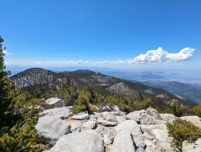 The reward for huffing and puffing up the mountain trail! This panoramic vista makes you feel like you're standing on top of Southern California.