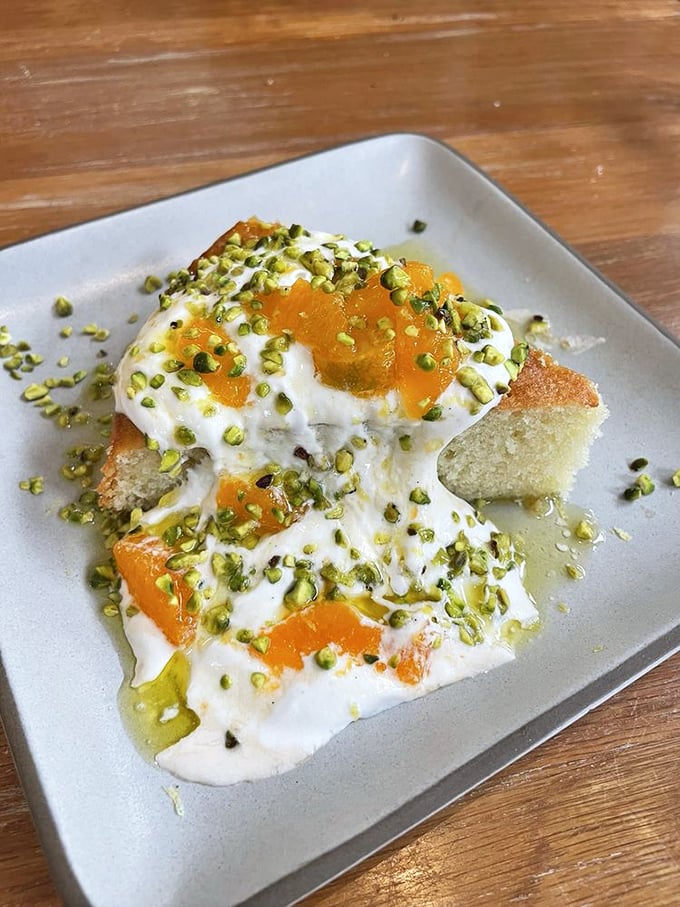 This isn't just dessert—it's edible sunshine. Creamy yogurt, citrus, and pistachios create a holy trinity of texture and flavor.