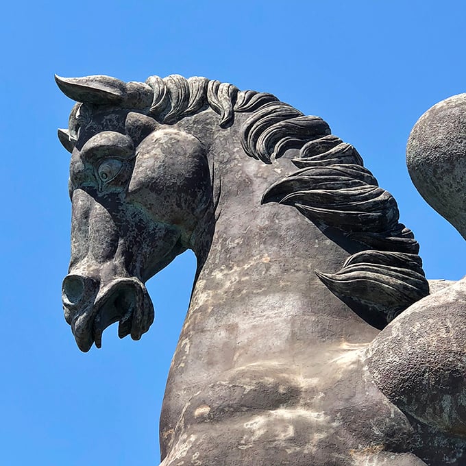 Such magnificent detail in every curve and contour. This isn't just a horse's head—it's equine attitude cast in bronze.