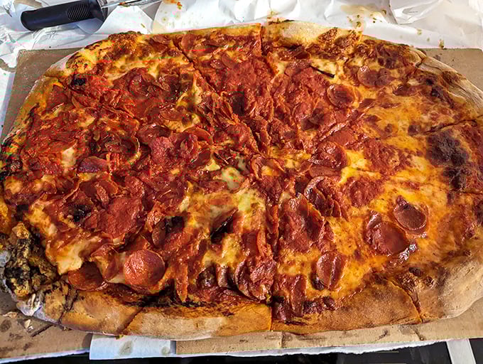 This isn't pizza—it's a pepperoni playground where each crispy cup holds a tiny pool of flavor. Diet plans come here to die gloriously.