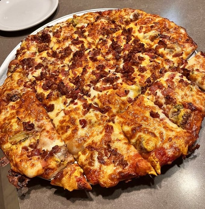 This isn't just pizza – it's edible art. The perfect ratio of cheese to toppings creates a harmonious symphony that makes taste buds stand and applaud.