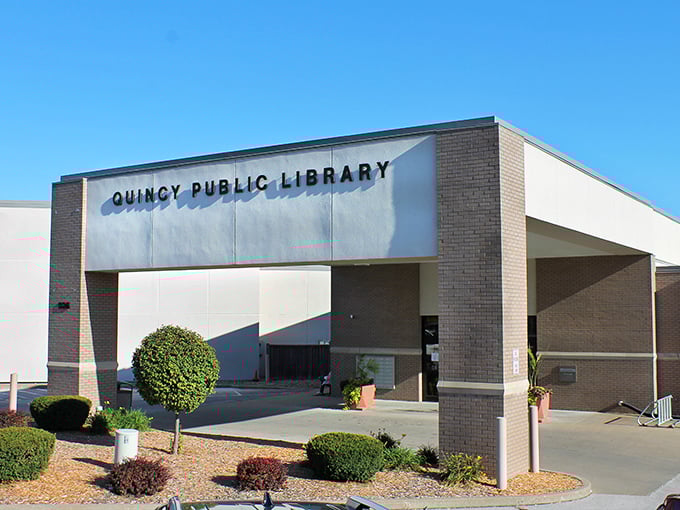 The Quincy Public Library: where knowledge meets mid-century modern design in a building that says "Come in, the books don't bite."