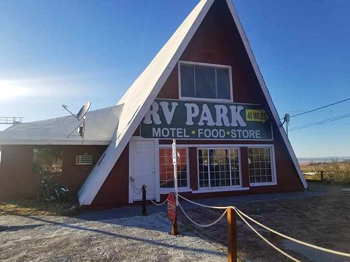 The distinctive A-frame architecture screams "1960s road trip nostalgia"—when motels were adventures and not just places to charge your phone.