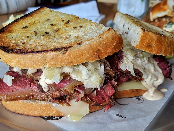 Behold the Reuben in all its glory – where house-cured brisket replaces traditional corned beef. This isn't just lunch; it's a religious experience between two slices of rye.