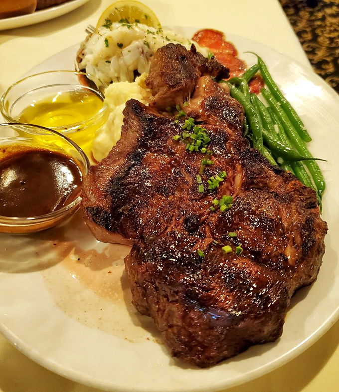 This perfectly seared ribeye isn't just dinner—it's a masterclass in the art of carnivorous pleasure. Those grill marks deserve their own Instagram.